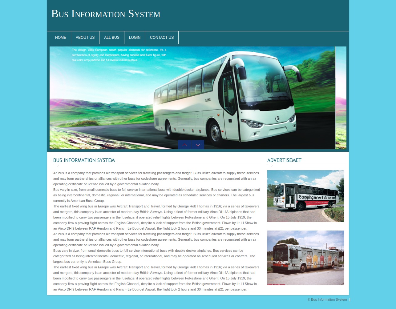 Bus Information System Php Mysql Projects Free Source Code Documentation Freeprojectz